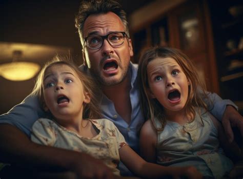 Familia Feliz Viendo Pel Culas De Televisi N En El Proyector Foto Premium