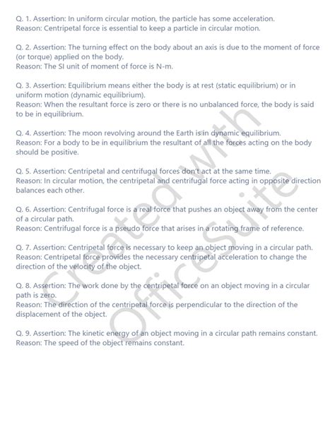 Assertion Reasoning Class 10 Icse Force Pdf