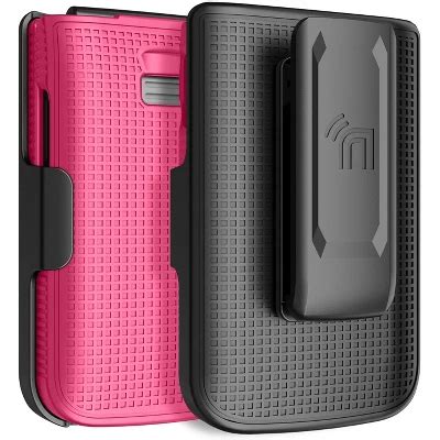 Nakedcellphone Combo For Tcl Flip 3 Phone Hard Case And Belt Clip Holster Bright Hot Pink