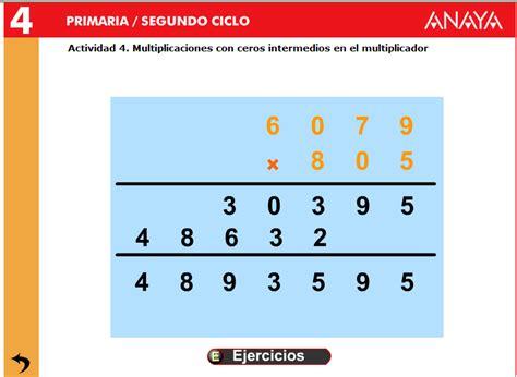 MATEMÁTICAS de 5º y 6º de Ed Primaria Multiplicación por números de dos o más cifras