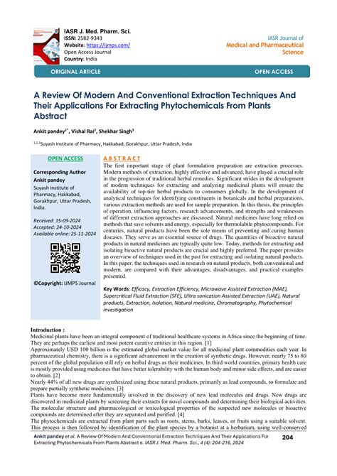 pdf a review of modern and conventional extraction techniques and