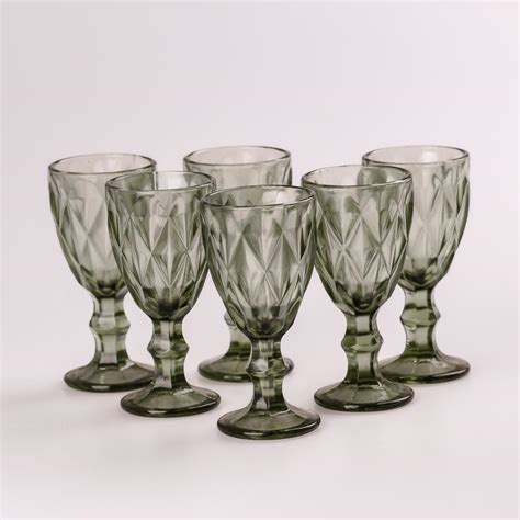 ᐉ Набір чарок фігурні гранованих із товстого скла Зелений Hp001gr • Краща ціна в Києві