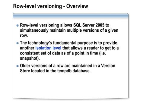 Ppt Row Level Versioning In Sql Server 2005 Powerpoint Presentation