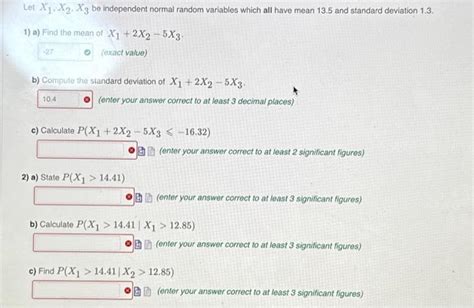 solved let x1 x2 x3 be independent normal random variables