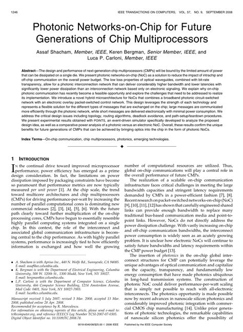 Pdf Photonic Networks On Chip For Future Generations Of Chip