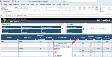 Bill Of Materials Excel Template Excel Bom Template Multi Level Bom