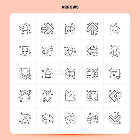 Outline 25 Arrows Icon Set Vector Line Style Design Black Icons Set