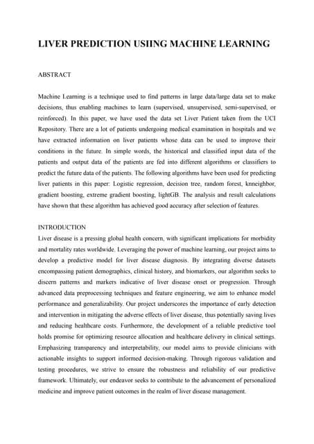 Liver Prediction Using Machine Learningdocx