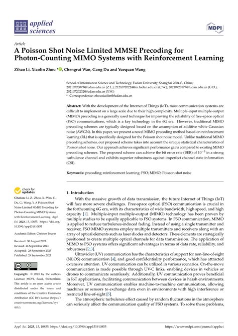 pdf a poisson shot noise limited mmse precoding for photon counting mimo systems with