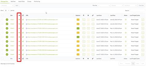 How To Add A Go To Site Icon To Manage Sites Table Mainwp Wordpress Management