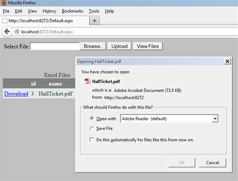 Uploading And Downloading Pdf Files From Database Using Aspnet C