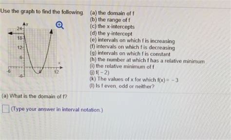 solved use the graph to find the following a the domain