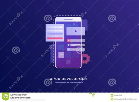 Mobile UI UX Design Digital Technologies Development Of Mobile Applications Stock Vector