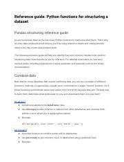 Python Pandas Data Structuring Functions Examples Course Hero