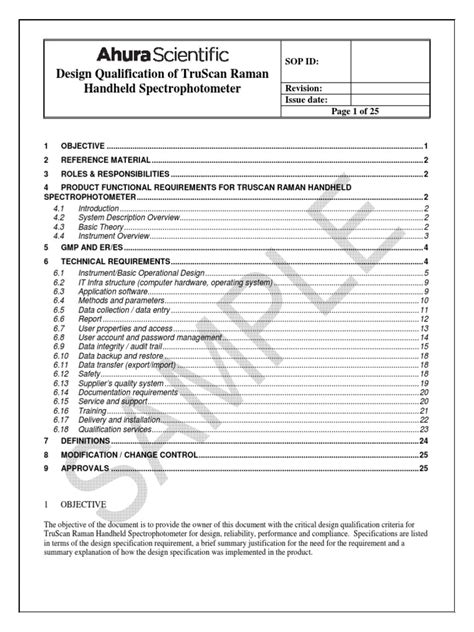 Design Qualification Document Sample Infrared Spectroscopy Spectroscopy
