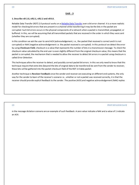 Cn Material Unit 3 4 5 Pdf Transmission Control Protocol Network Protocols
