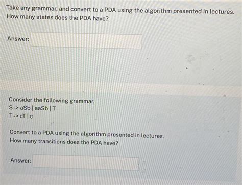 Take Any Grammar And Convert To A PDA Using The Chegg