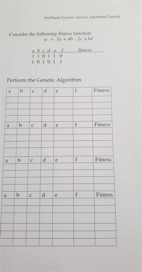 Intelligent Systems Genetic Algorithms Tutorial Chegg