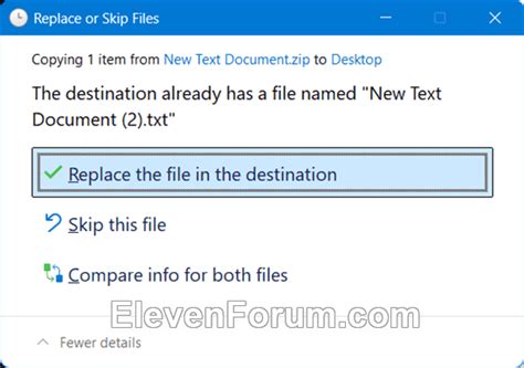 replace skip or keep both files in file name conflict dialog in