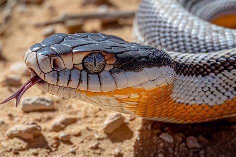 Close Up Of A Highly Venomous Strapsnouted Brown Snake Premium Ai