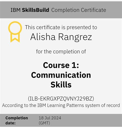 Alisha Rangrez On Linkedin Ibm Skills Build Completion Certificate