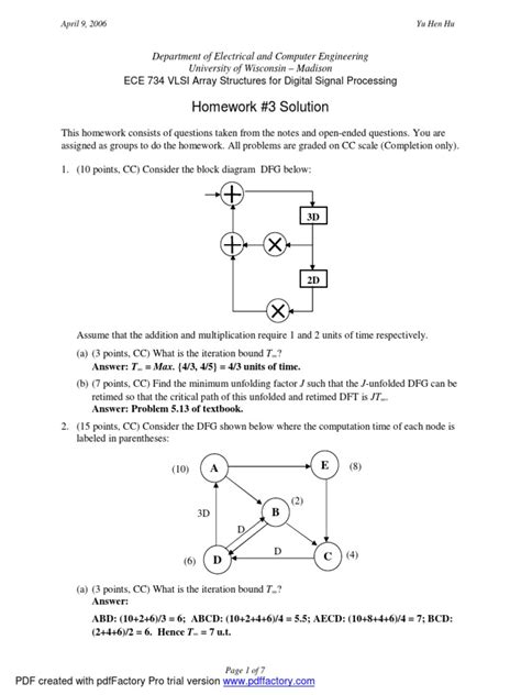 Homework 3 Solution Department Of Electrical And Computer Engineering University Of Wisconsin