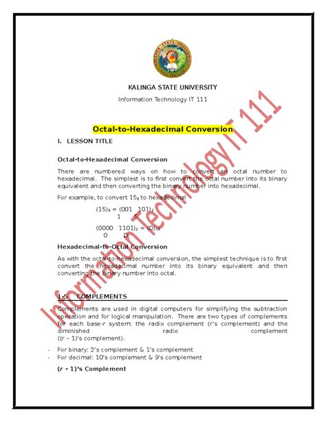 Octal To Hexadecimal Conversion Lesson Title Octal To Hexadecimal