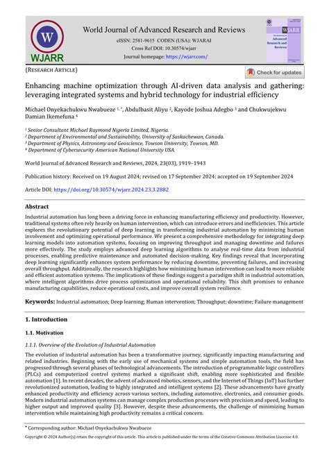 Pdf Enhancing Machine Optimization Through Ai Driven Data Analysis