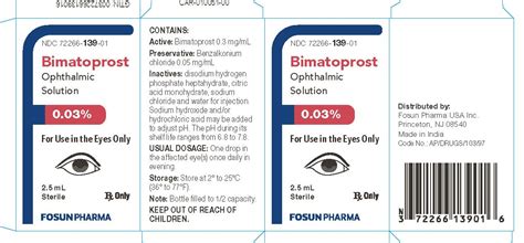Bimatoprost Ophthalmic Solution Fda Prescribing Information Side