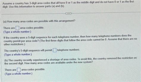 solved assume a country has 3 digit area codes that all