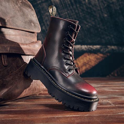 Bocanci Dama Piele Cu Platforma Rosii Helter Vintage Red Shoefever Ro Reviews On Judge Me