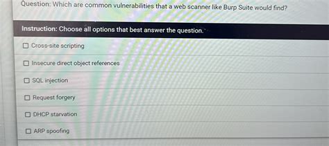 Solved Question Which Are Common Vulnerabilities That A Web