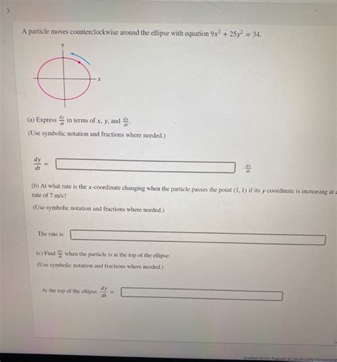 solved a particle moves counterclockwise around the ellipse
