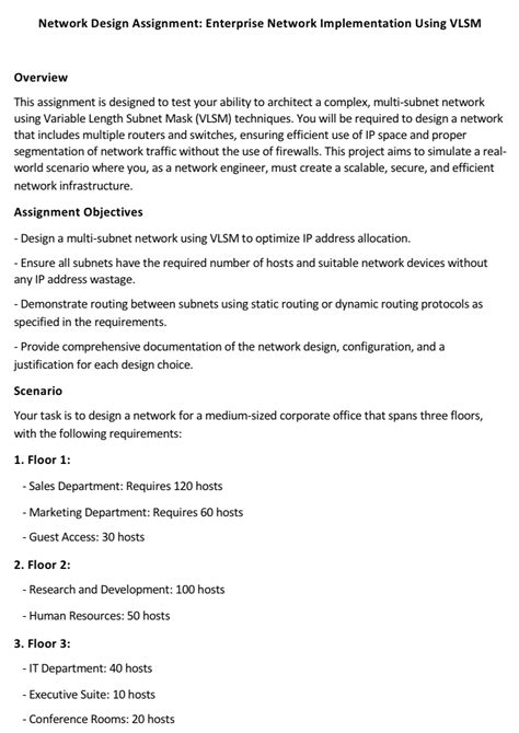 Solved Network Design Assignment Enterprise Network