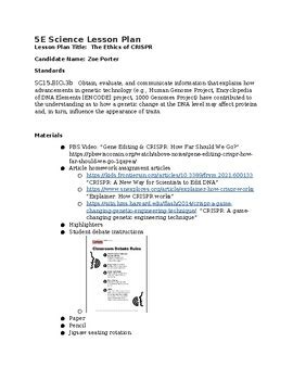 Ethics Of CRISPR Debate And Article Review E Lesson Plan By Zoe Porter