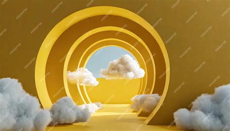 Premium Photo 3d Render Abstract Minimal Background With White Clouds Flying Out The Tunnel Or