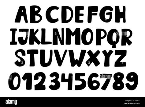 Uppercase Black English Latin Abc Alphabet Font A To Z And Digits 0 To 9 Set Vector