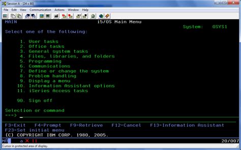 Overview Of Ibm Green Screen 5250 Terminal As400 Iseries Ibm