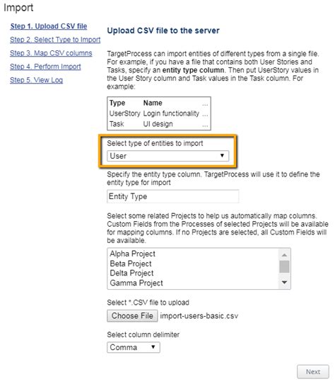 Import User Accounts From Csv File Targetprocess Enterprise Agility