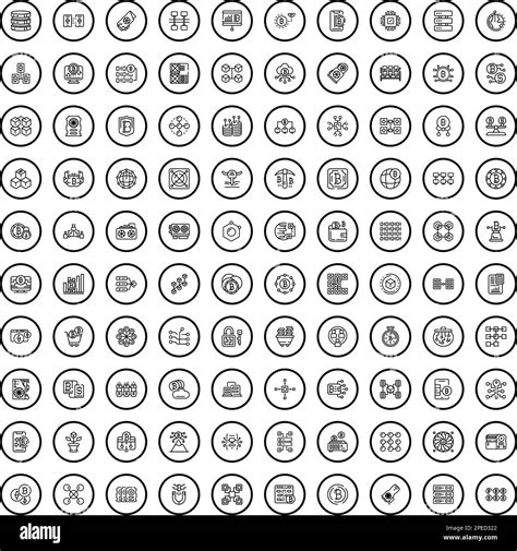 100 Cryptocurrency Icons Set Outline Illustration Of 100 Cryptocurrency Icons Vector Set