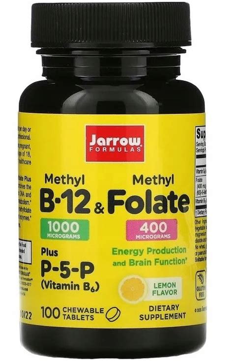 Jarrow Formulas Methyl B12 1000 Mcg Plus Kwas Foliowy 100 Tabletek 790011180180 14614396279