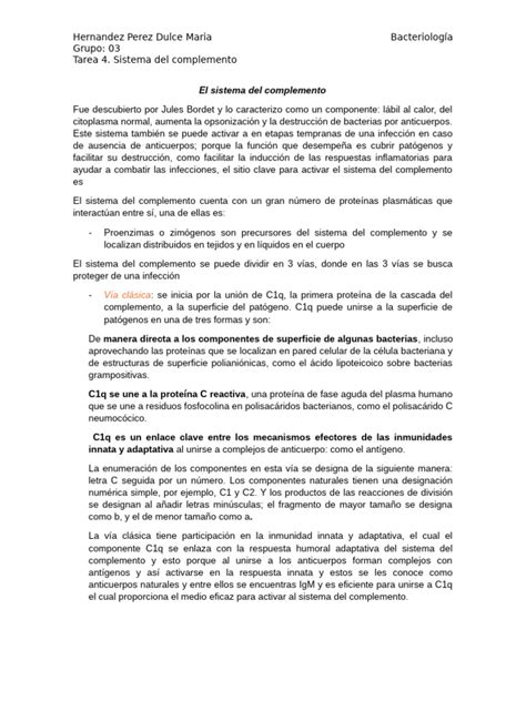 El Sistema Del Complemento Pdf Sistema Complementario Inmunología