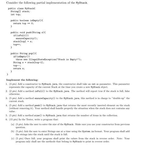 Solved Consider The Following Partial Implementation Of The