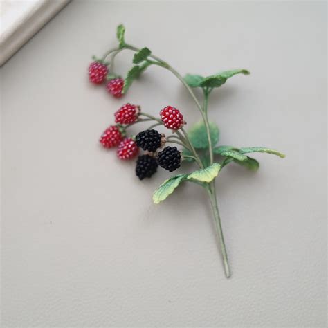Micro Crochet Brooch Raspberry Brooch Fruit Brooch Blackberry Brooch Micro Crochet Jewelry
