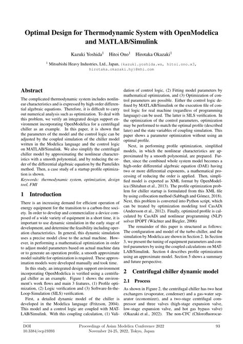 Pdf Optimal Design For Thermodynamic System With Openmodelica And