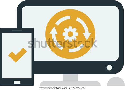 Laptop Synchronization Illustration Minimal Style Isolated Stock Vector Royalty Free