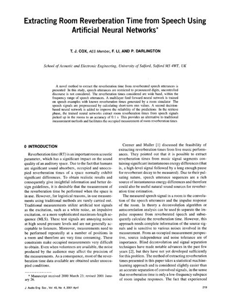 Extracting Room Reverberation Time From Speech Using Artificial Neural