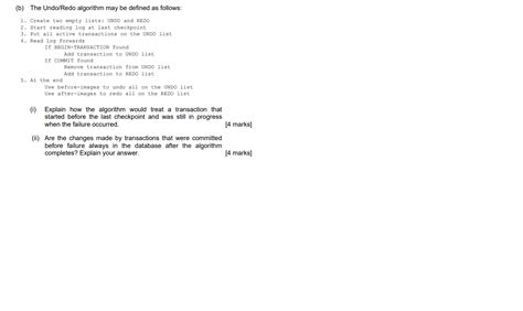 Solved B The Undoredo Algorithm May Be Defined As