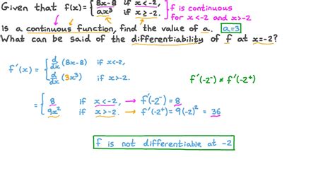 Question Video Discussing The Differentiability Of A Piecewise Defined Function At A Point Nagwa