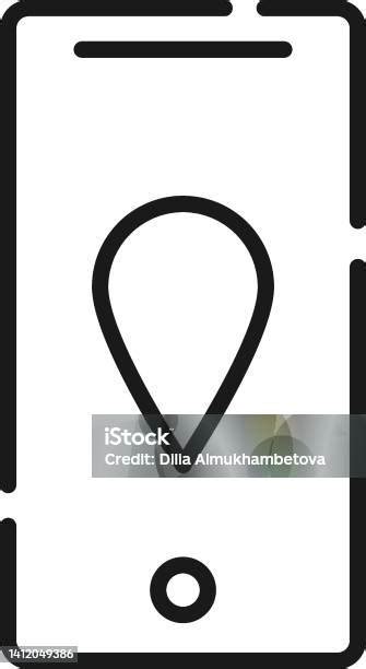 전화 표시 현대적인 평면 스타일로 그려진 벡터 선 기호입니다 웹 사이트 상점 인터넷 페이지에 적합합니다 편집 가능한 스트로크 전화 표시에 지오 태그 기호의 라인 아이콘 0